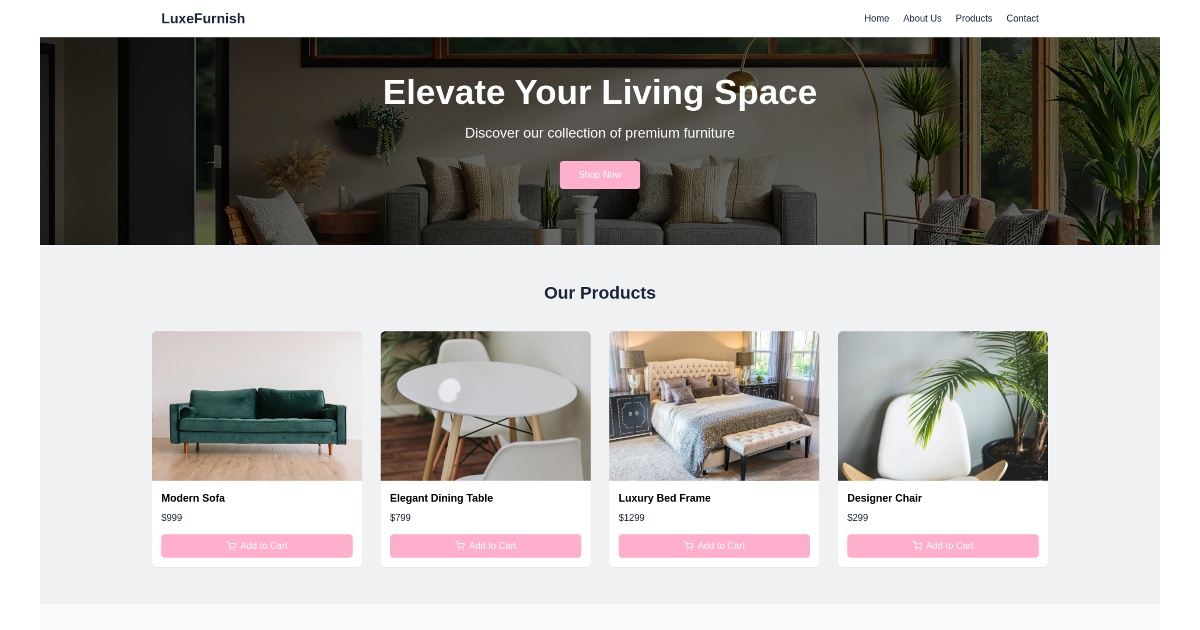 Furnishing Layout - Free React, Tailwind Component