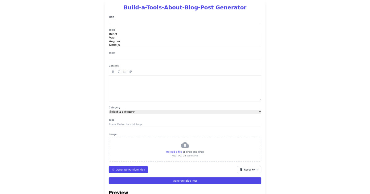 Blog Post Generator - Free React, Tailwind Component