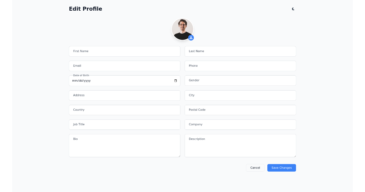 User Profile Edit - Free React, Tailwind Component