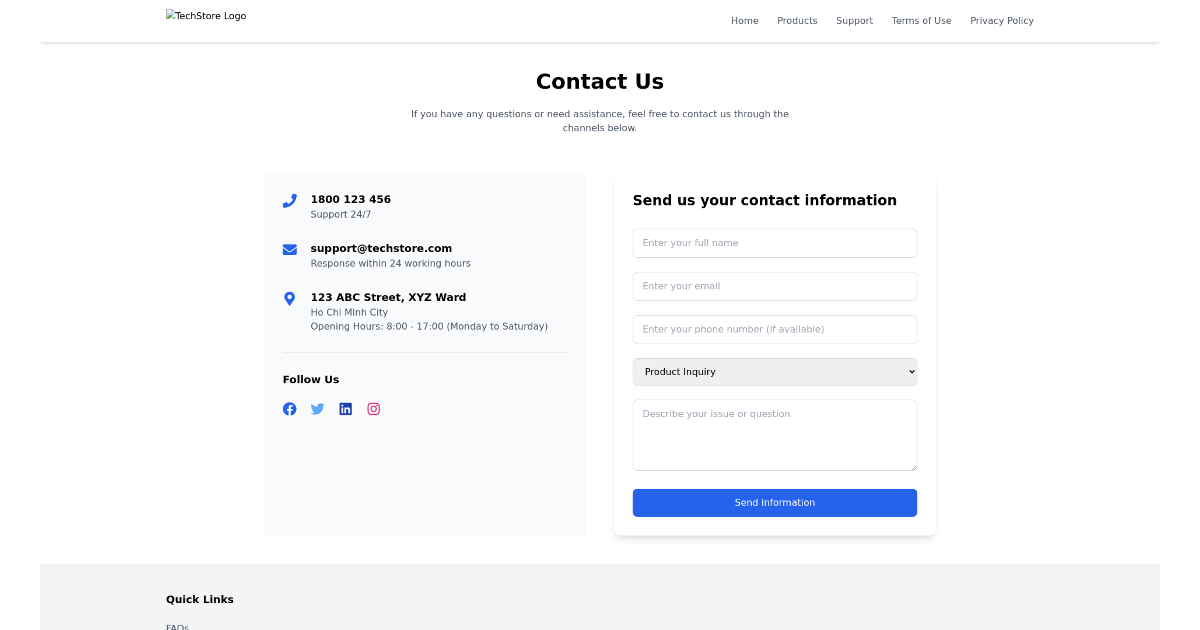 Contact Us - Free React, Tailwind Component