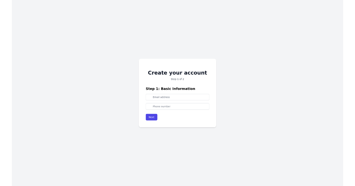 Account Creation - Free React, Tailwind Component