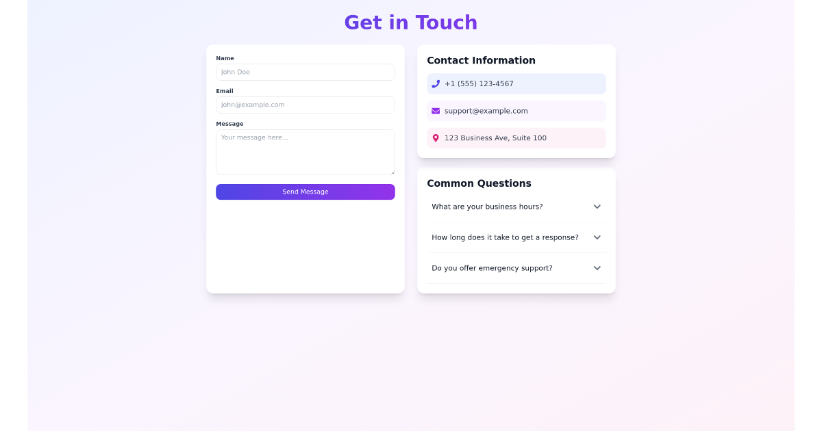 Contact Page - Free React, Tailwind Component