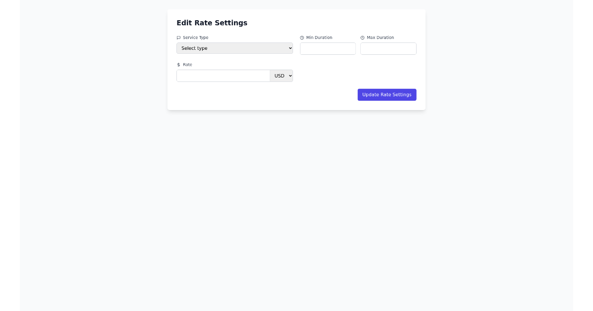 Rate Setting Form - Free React, Tailwind Component