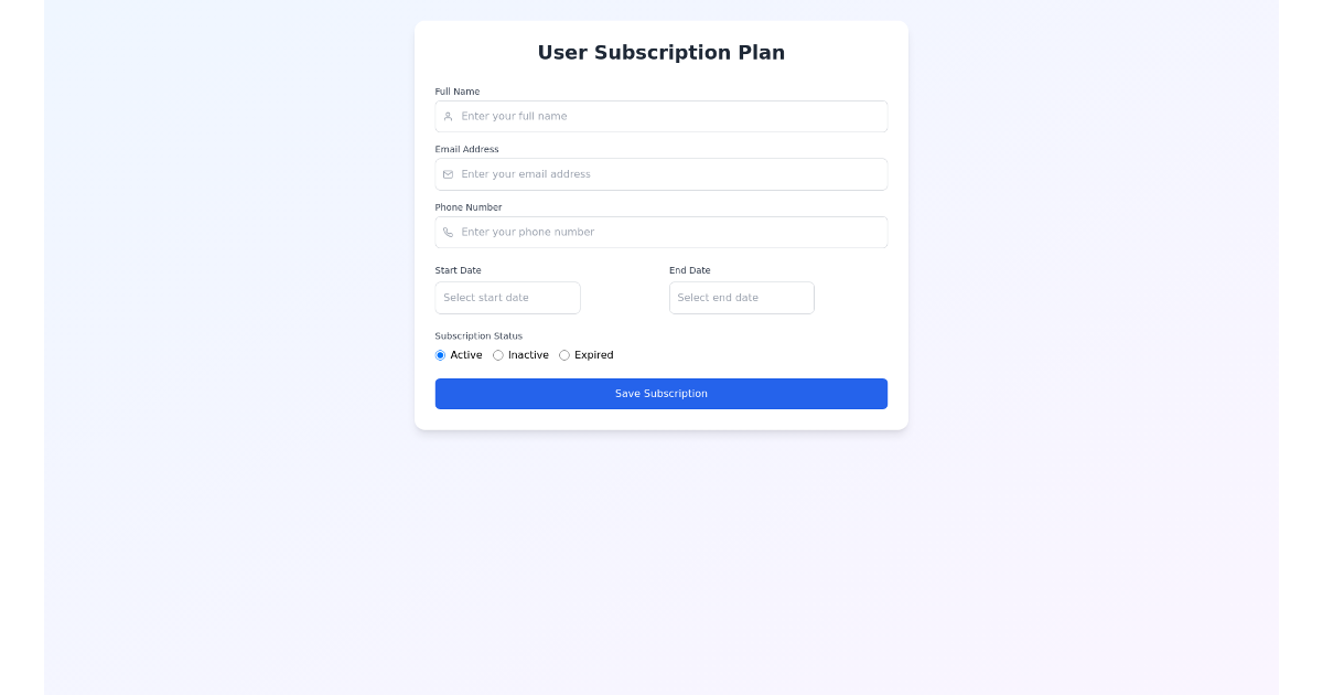 Subscription Plan - Free React, Tailwind Component