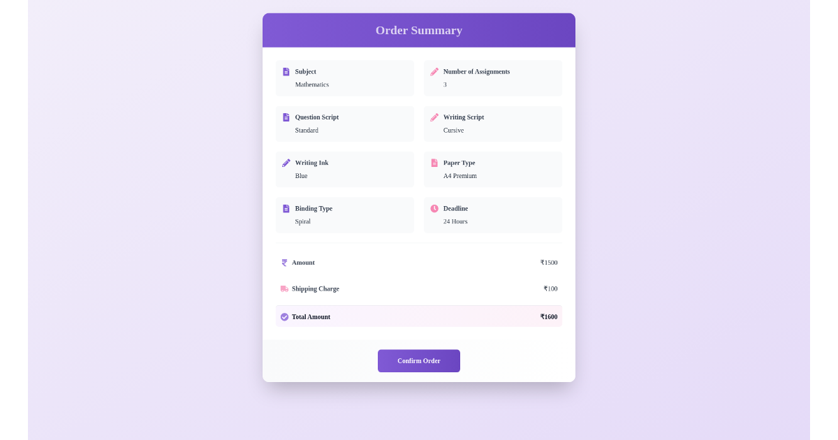 Order Summary - Free React, Tailwind Component
