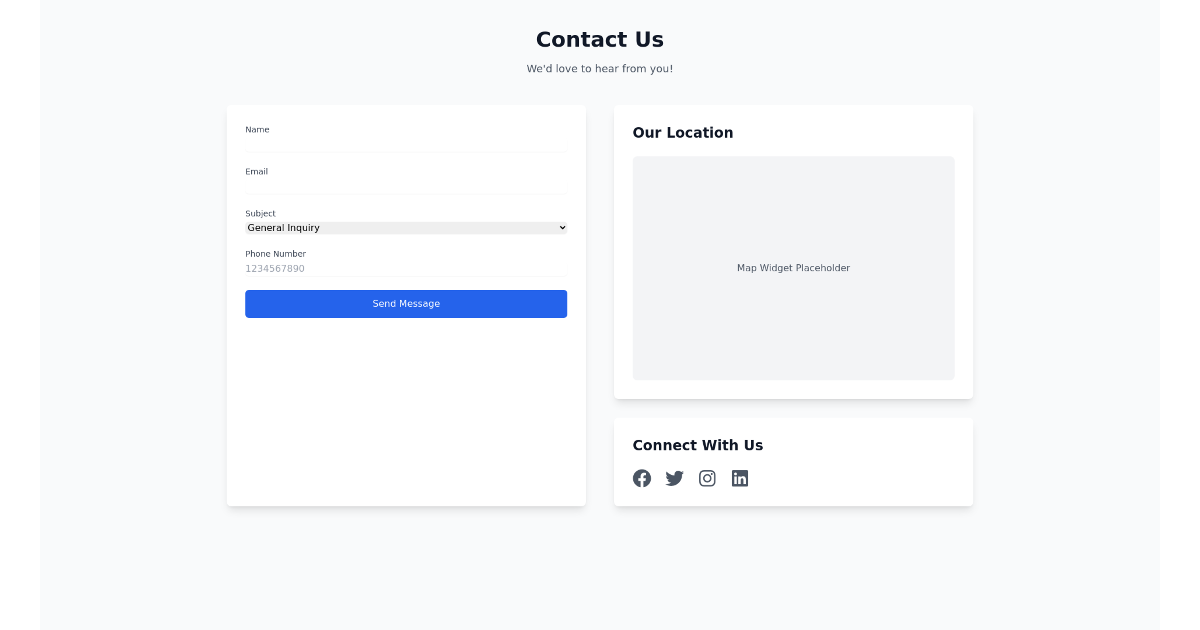 Contact Us Free React Tailwind Component