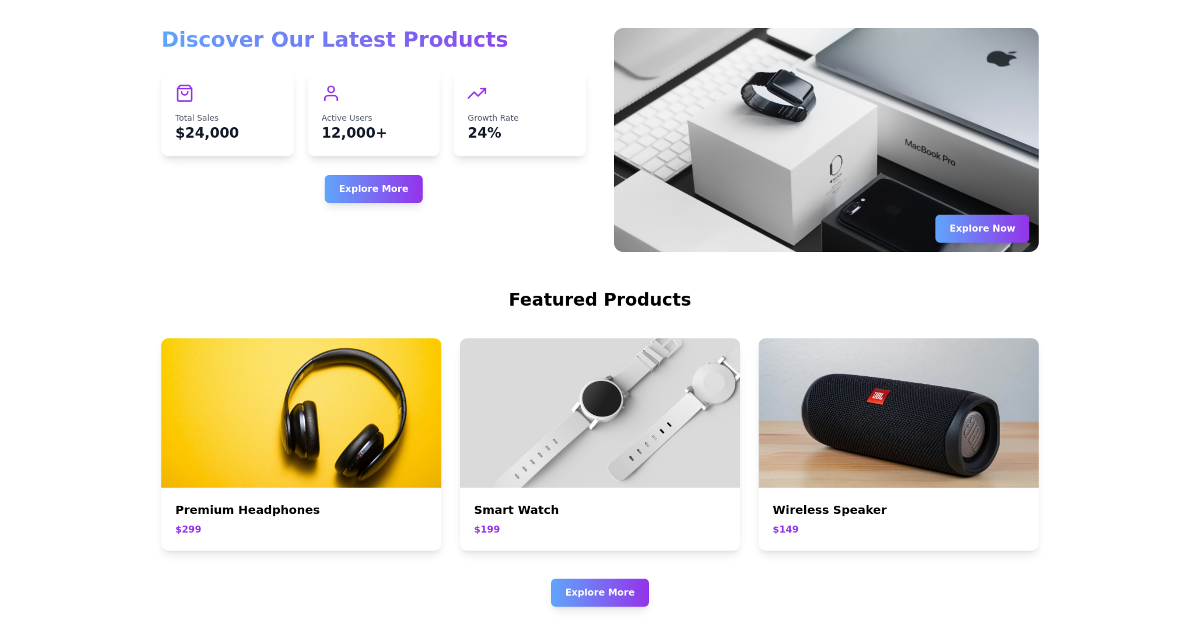 Product Showcase - Free React, Tailwind Component