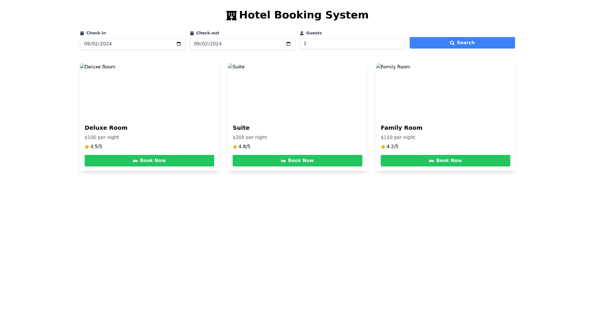 Hotel Booking System - Free React, Tailwind Component