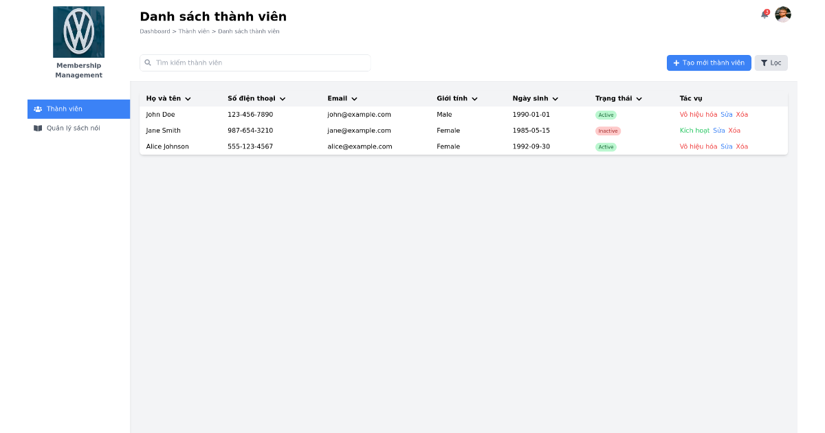 User Management System - Free React, Tailwind Component