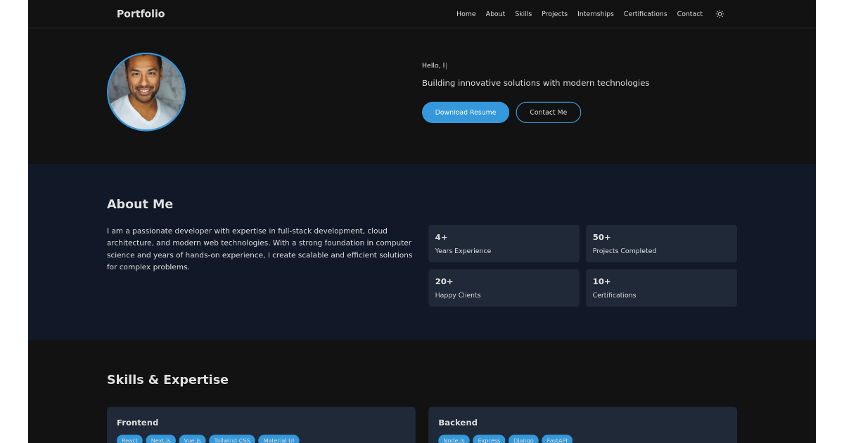Portfolio - Free React, Tailwind Component