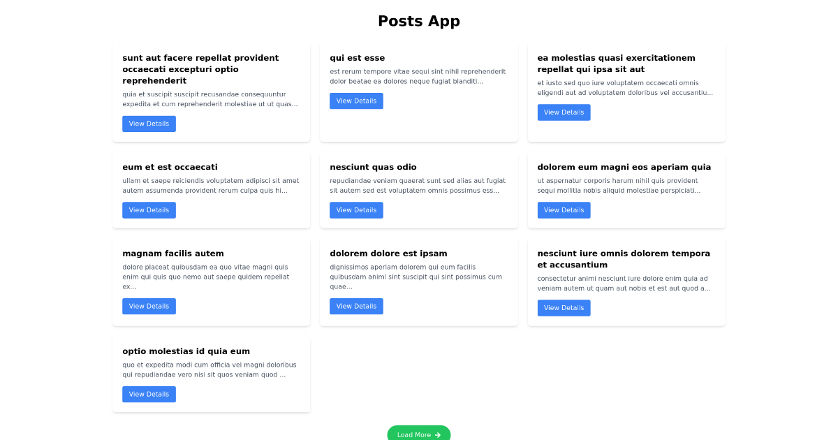 Posts App - Free React, Tailwind Component