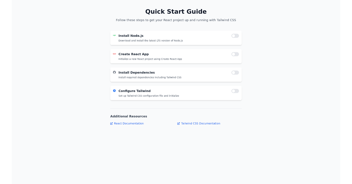 Quick Start Guide - Free React, Tailwind Component