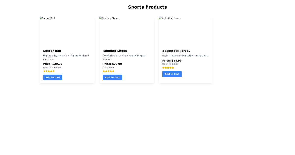 Sports Products - Free React, Tailwind Component