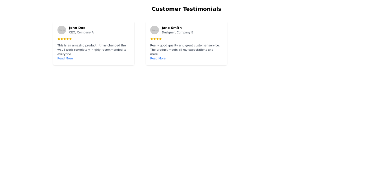 Testimonials Free React Tailwind Component