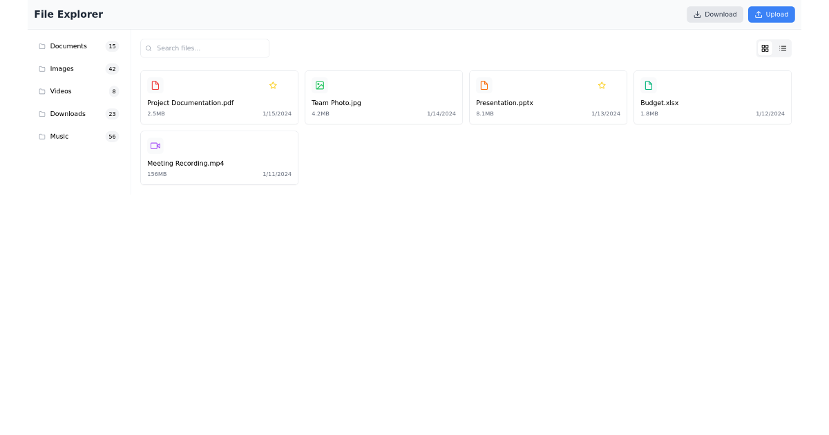 File Explorer - Free React, Tailwind Component