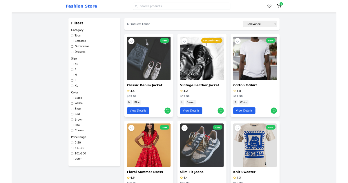 Clothing Store - Free React, Tailwind Component