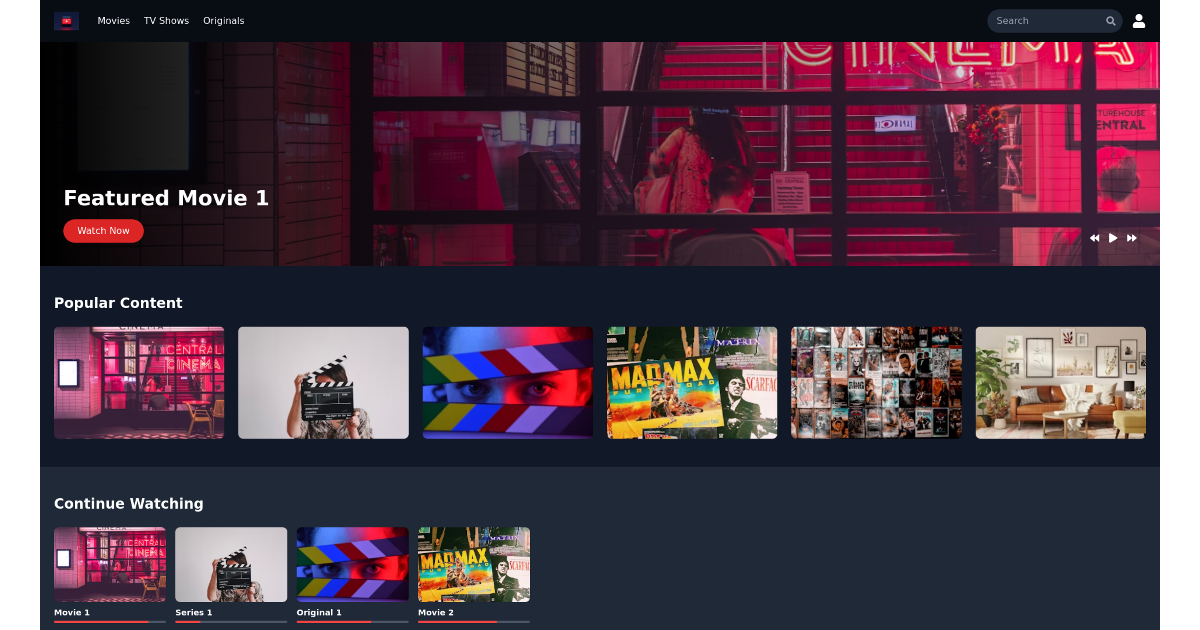 Streaming App Homepage - Free React, Tailwind Component
