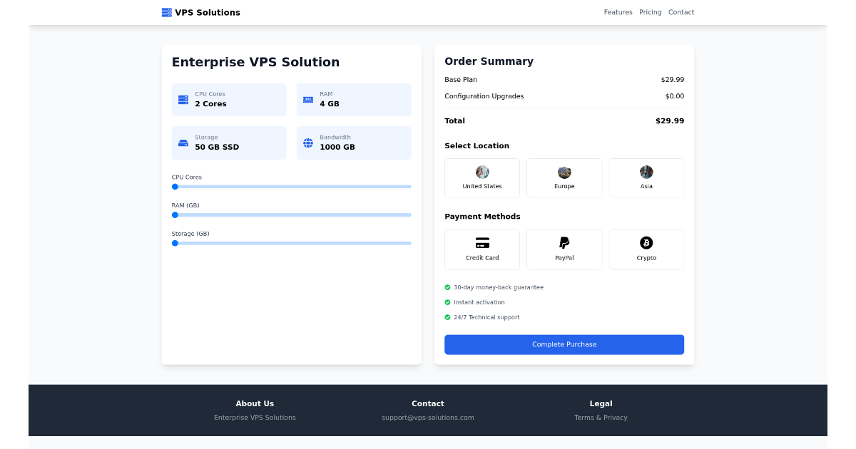 V P S Checkout - Free React, Tailwind Component