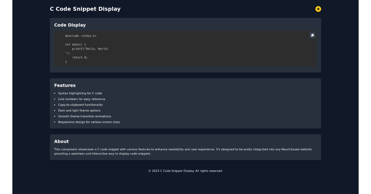 Code Snippet Display - Free React, Tailwind Component