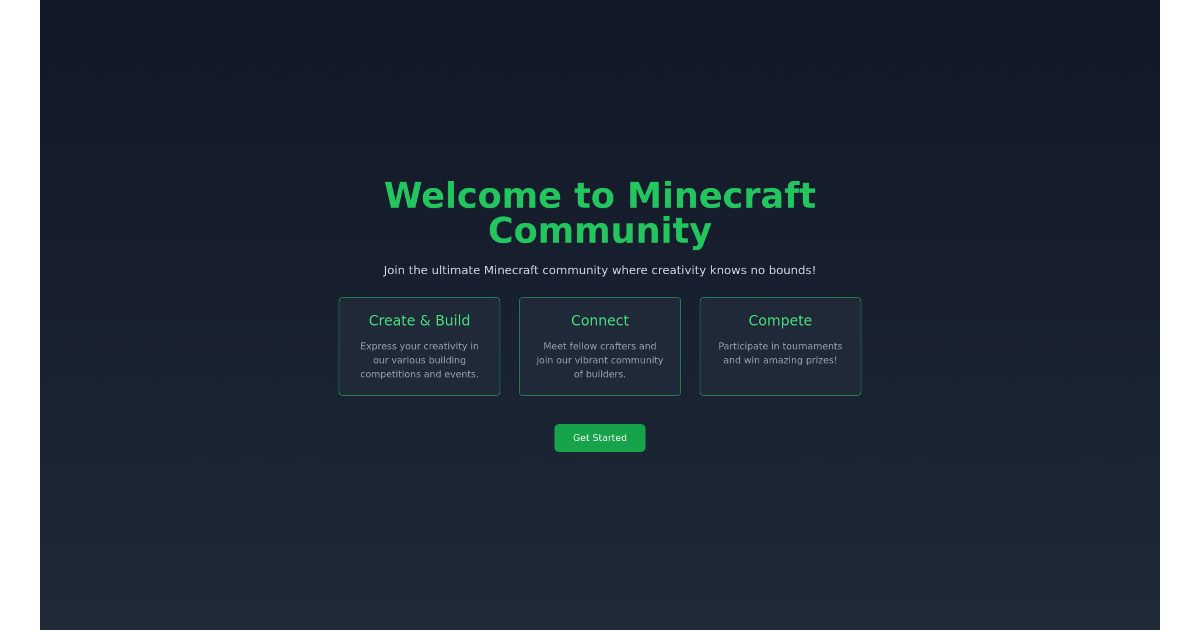 Minecraft Community - Free React, Tailwind Component