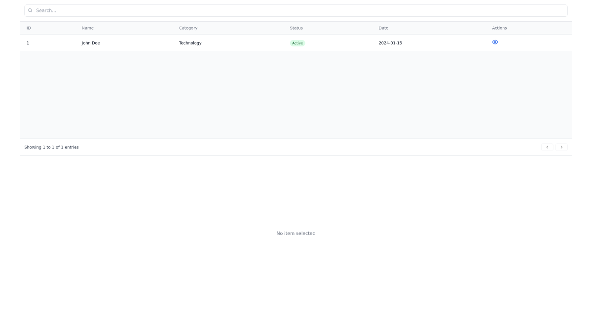 Split View Data Display - Free React, Tailwind Component