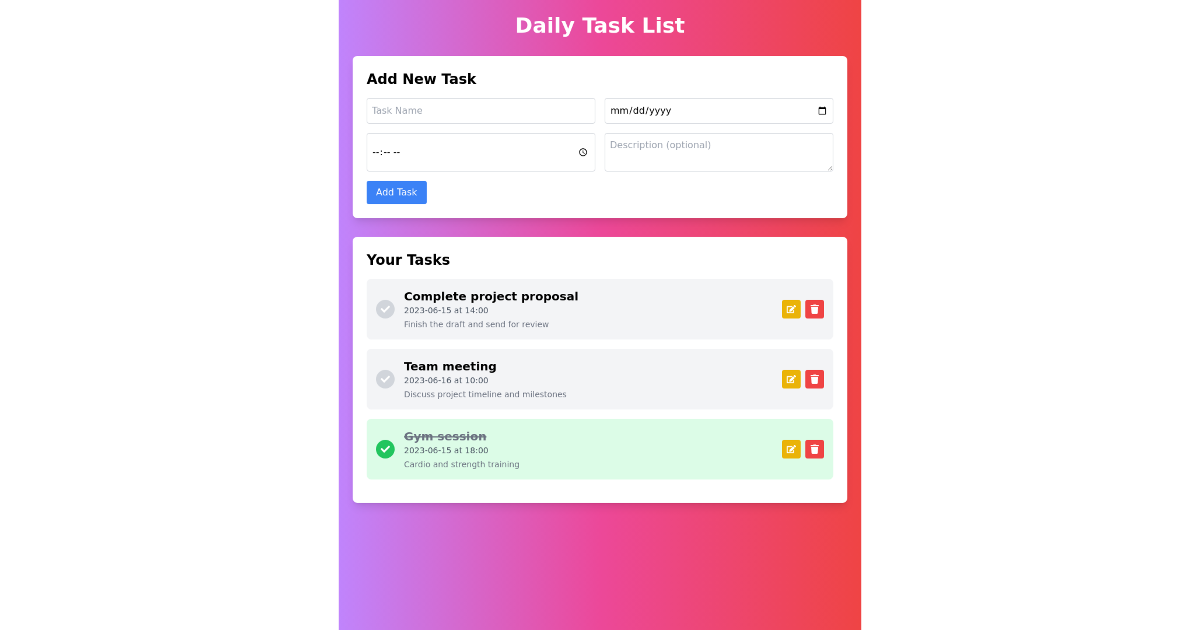 Task List - Free React, Tailwind Component