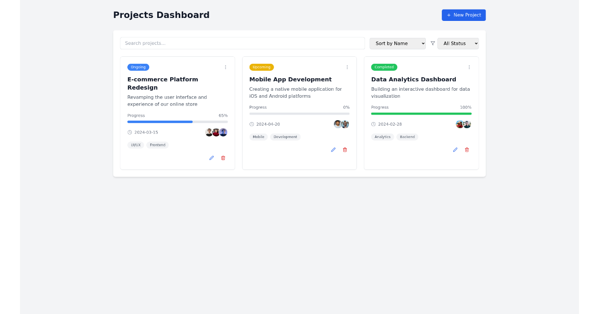 Project Management - Free React, Tailwind Component