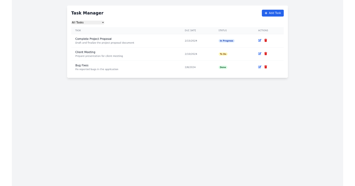 Task Manager - Free React, Tailwind Component
