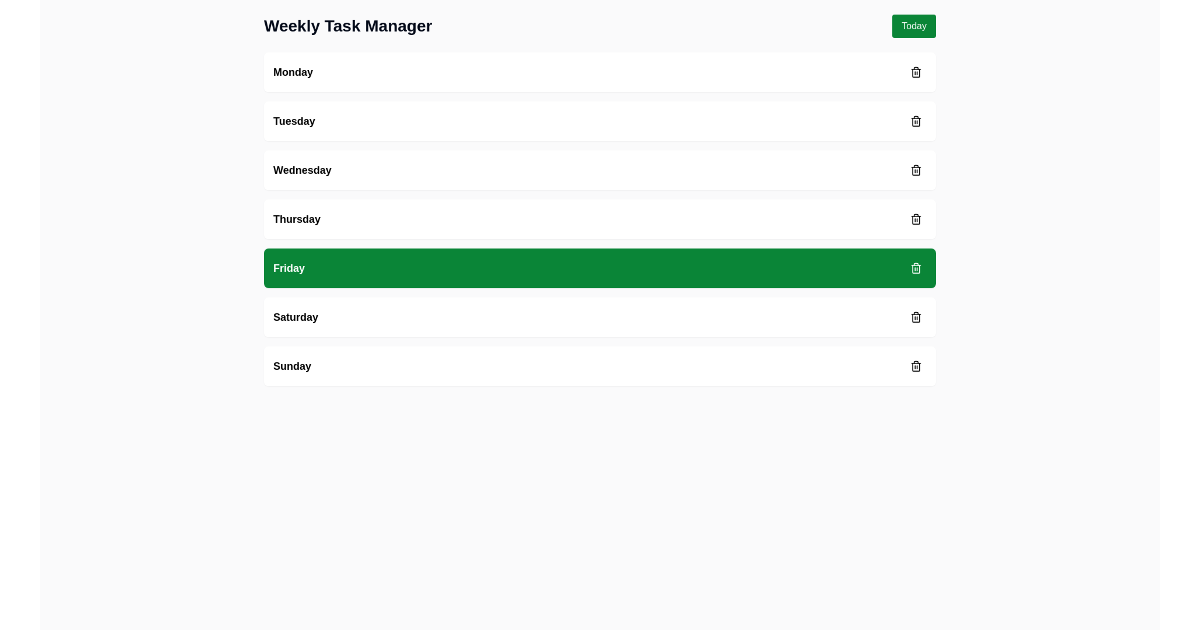 React Weekly Task Manager with Tailwind CSS - Simple & User-Friendly