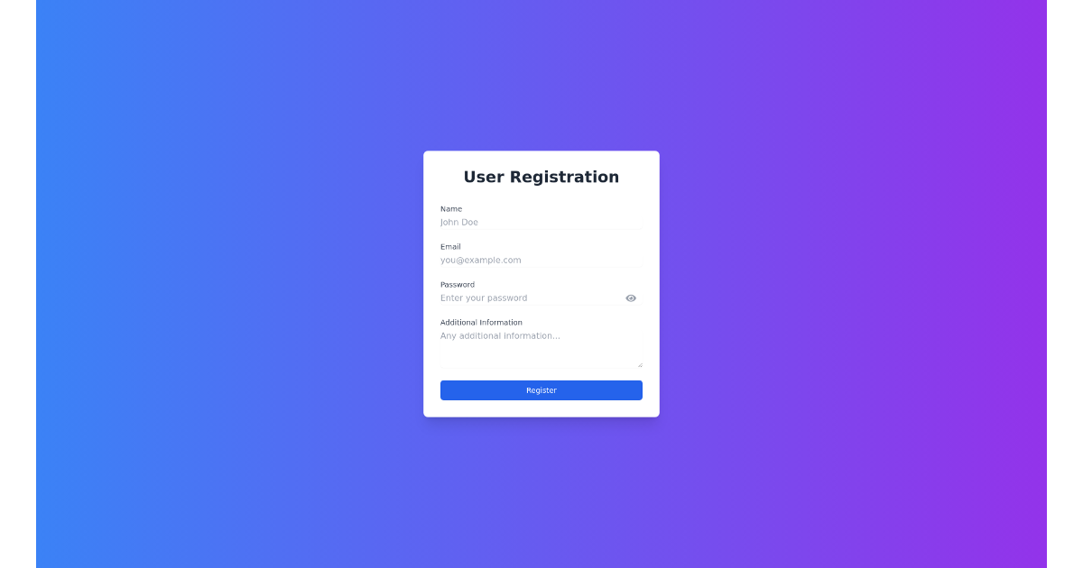 Registration Form - Free React, Tailwind Component