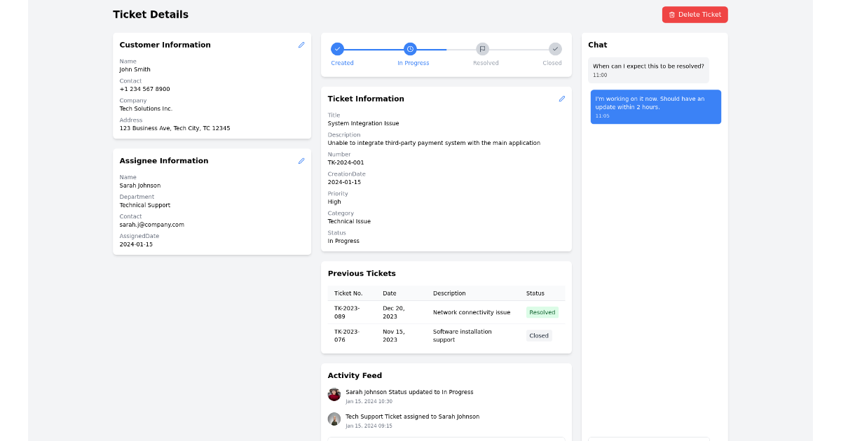 Ticket Details - Free React, Tailwind Component