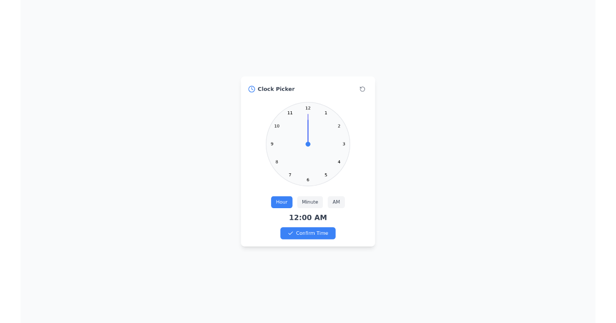 React Time Picker Component with Lucide Icons | Tailwind UI