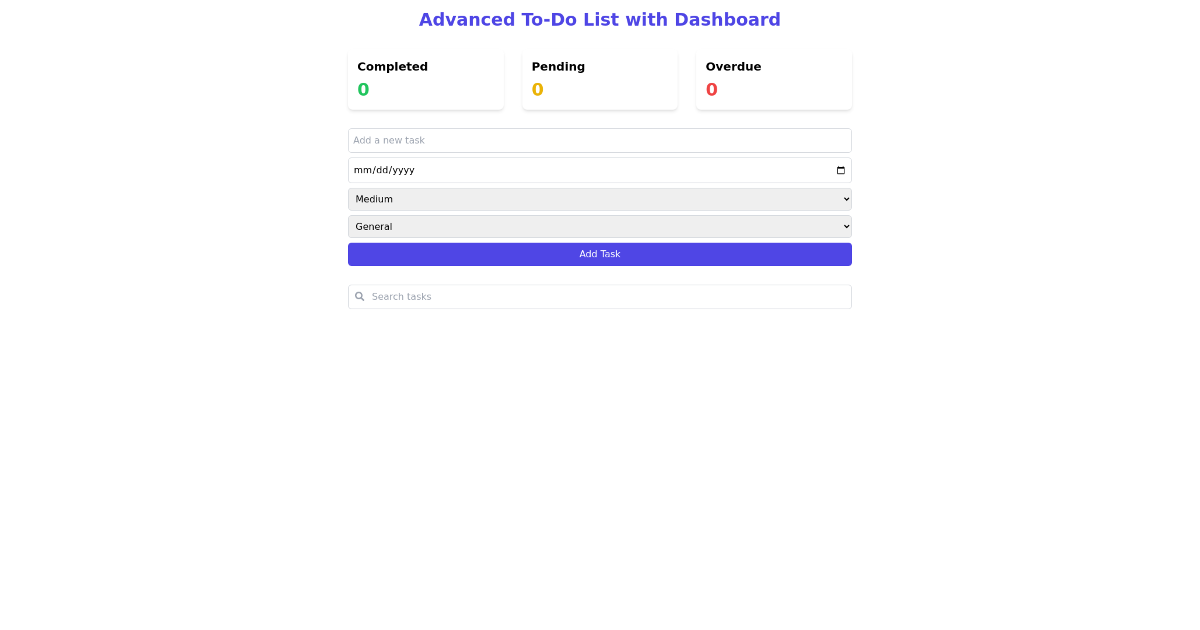 React Todo List with Dashboard | Tailwind UI Components