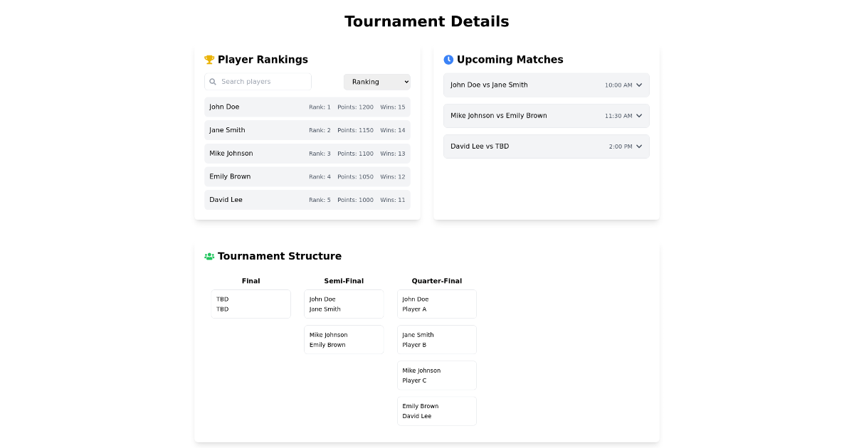 Tournament Details - Free React, Tailwind Component