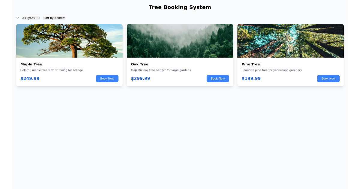 Tree Booking System - Free React, Tailwind Component