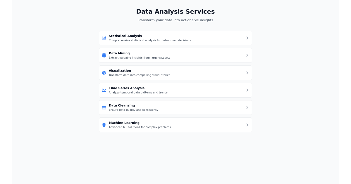 Data Analysis Service - Free React, Tailwind Component