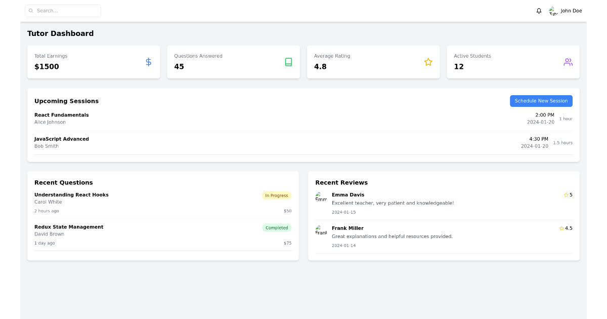 Mock Questions - Free React, Tailwind Component