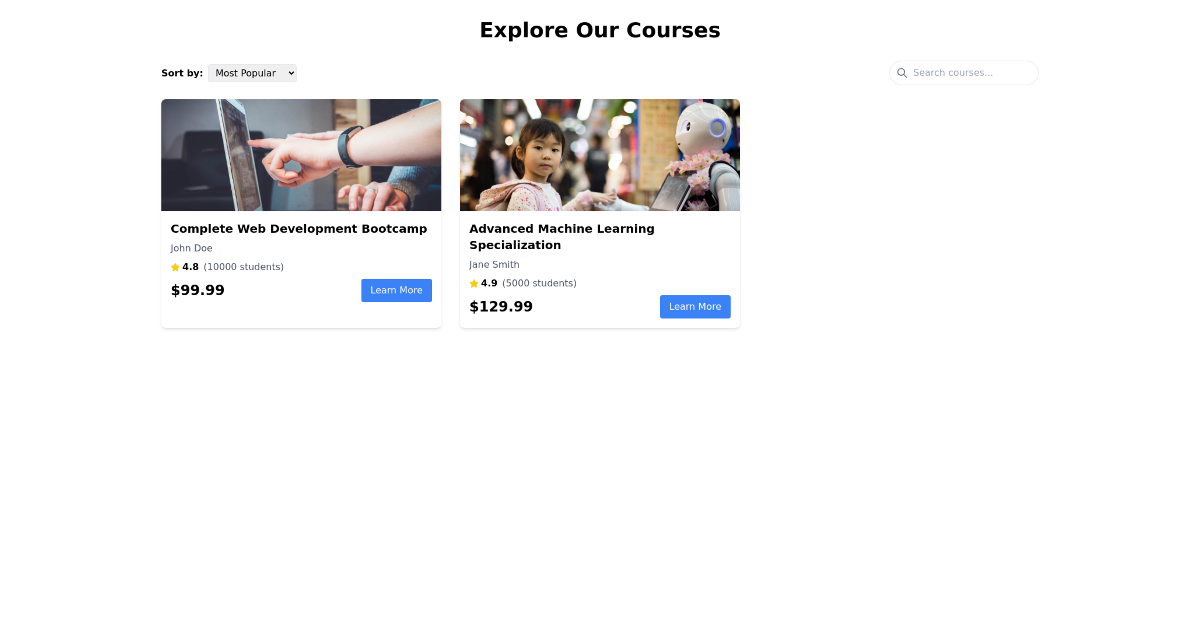 Course Component - Free React, Tailwind Component