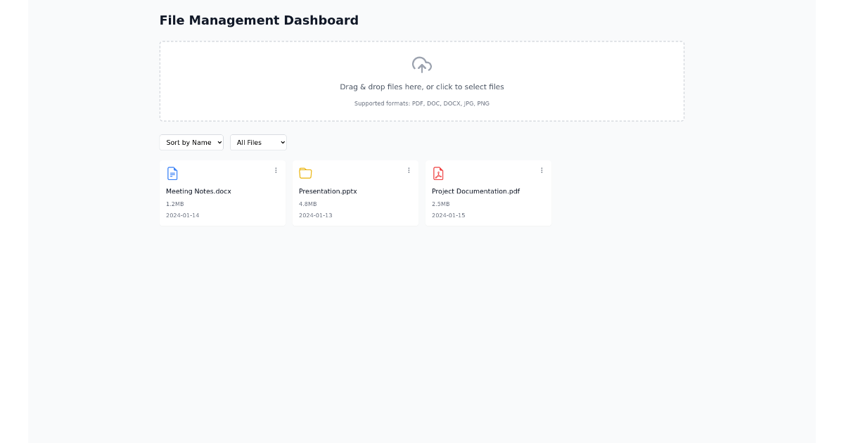File Dashboard - Free React, Tailwind Component