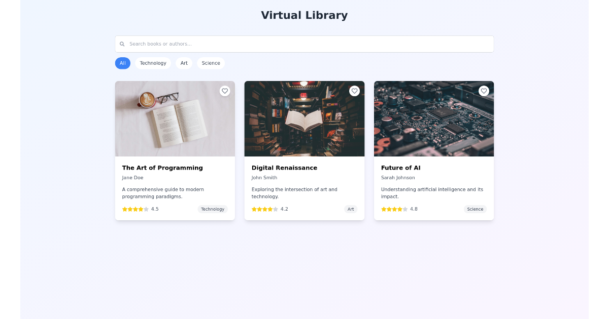 Library Interface - Free React, Tailwind Component