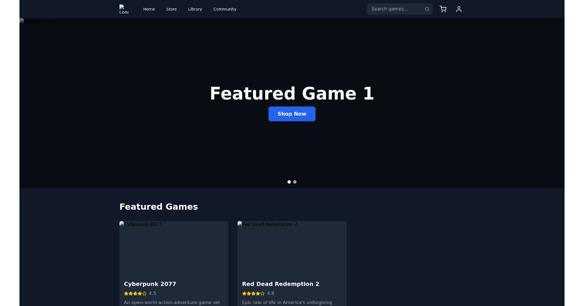 Gaming Marketplace - Free React, Tailwind Component