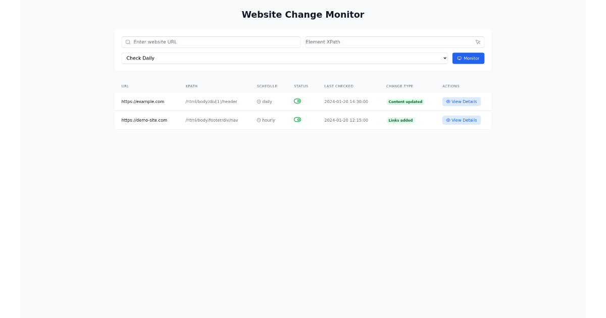 Web Monitoring - Free React, Tailwind Component