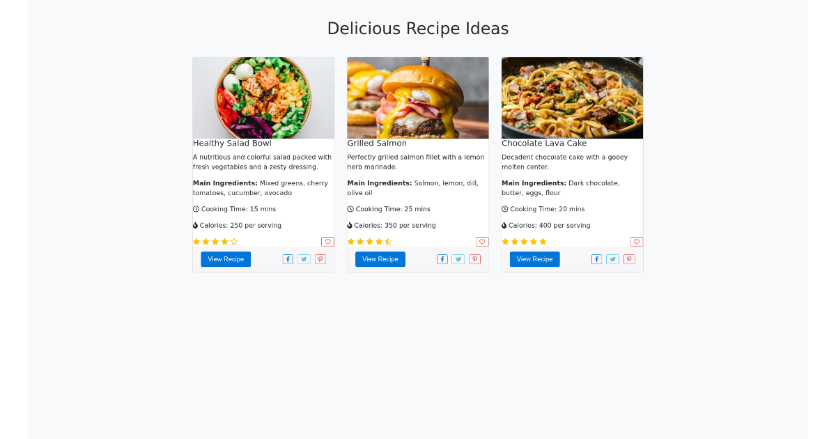 Recipe Card List - Free Html, Bootstrap Component