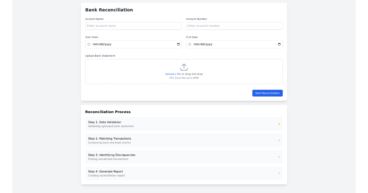 Reconciliation Data Page | React & Tailwind UI