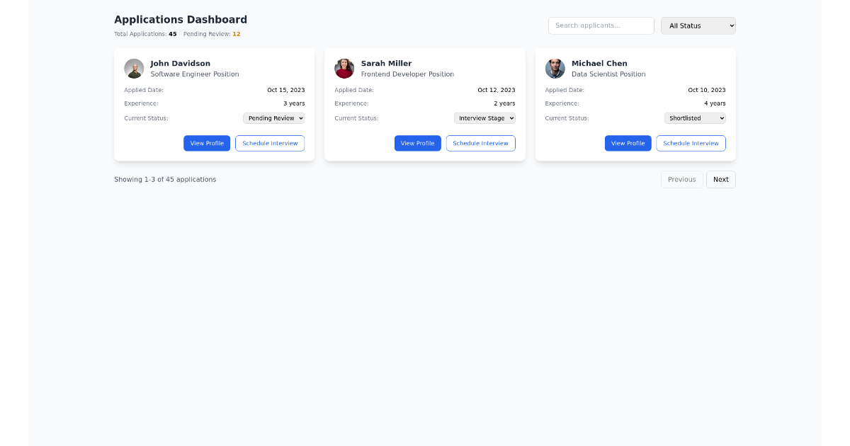 Job Application Tracker - Free Html, Tailwind Component