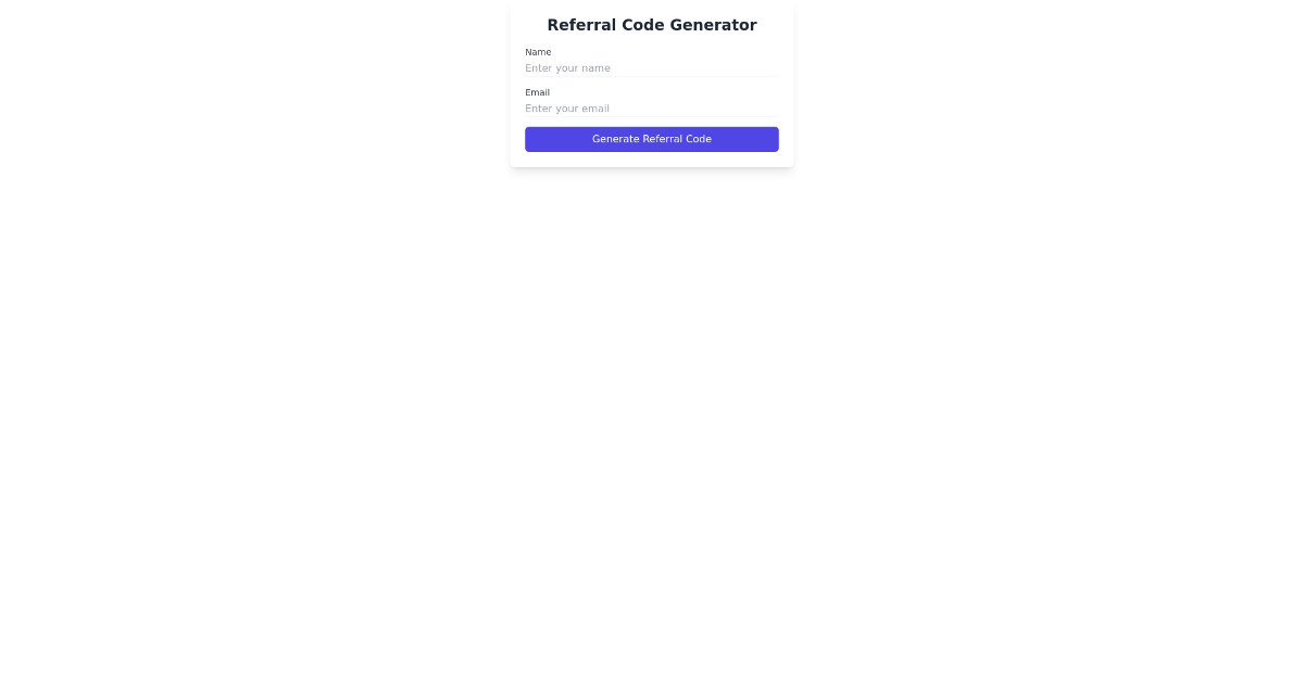 Referral Code Generator - Free Angular, Tailwind Component
