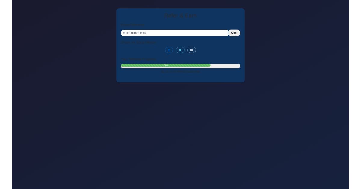 Dark Referral Component - Free Html, Bootstrap Component