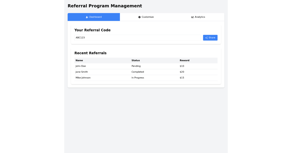 Referral Component - Free React, Tailwind Component