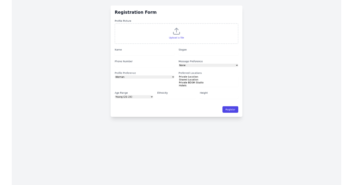 Registration Form - Free React, Tailwind Component