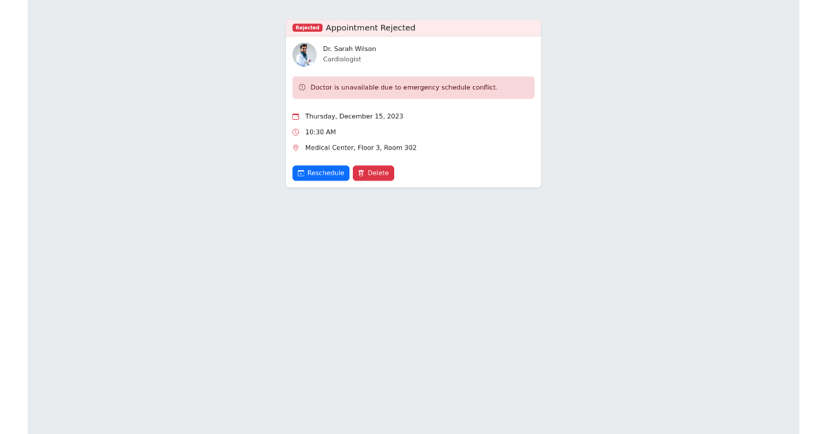 Appointment Notification Card - Free Html, Bootstrap Component